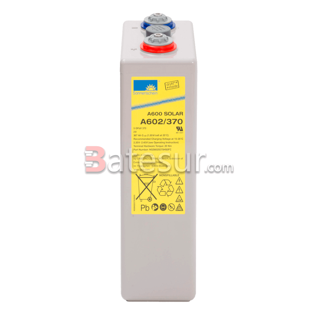 Batería estacionaria GEL Sonnenschein A602/370 Solar 2V - 367Ah | A602 ...