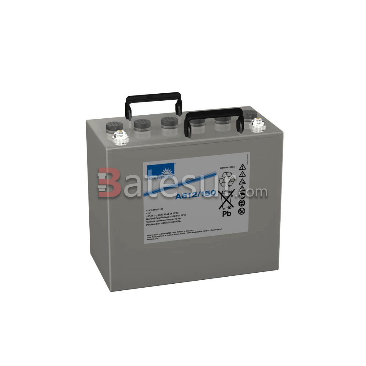 Batería estacionaria GEL Sonnenschein A612/150 HB 12V - 150Ah - 12V 3 ...