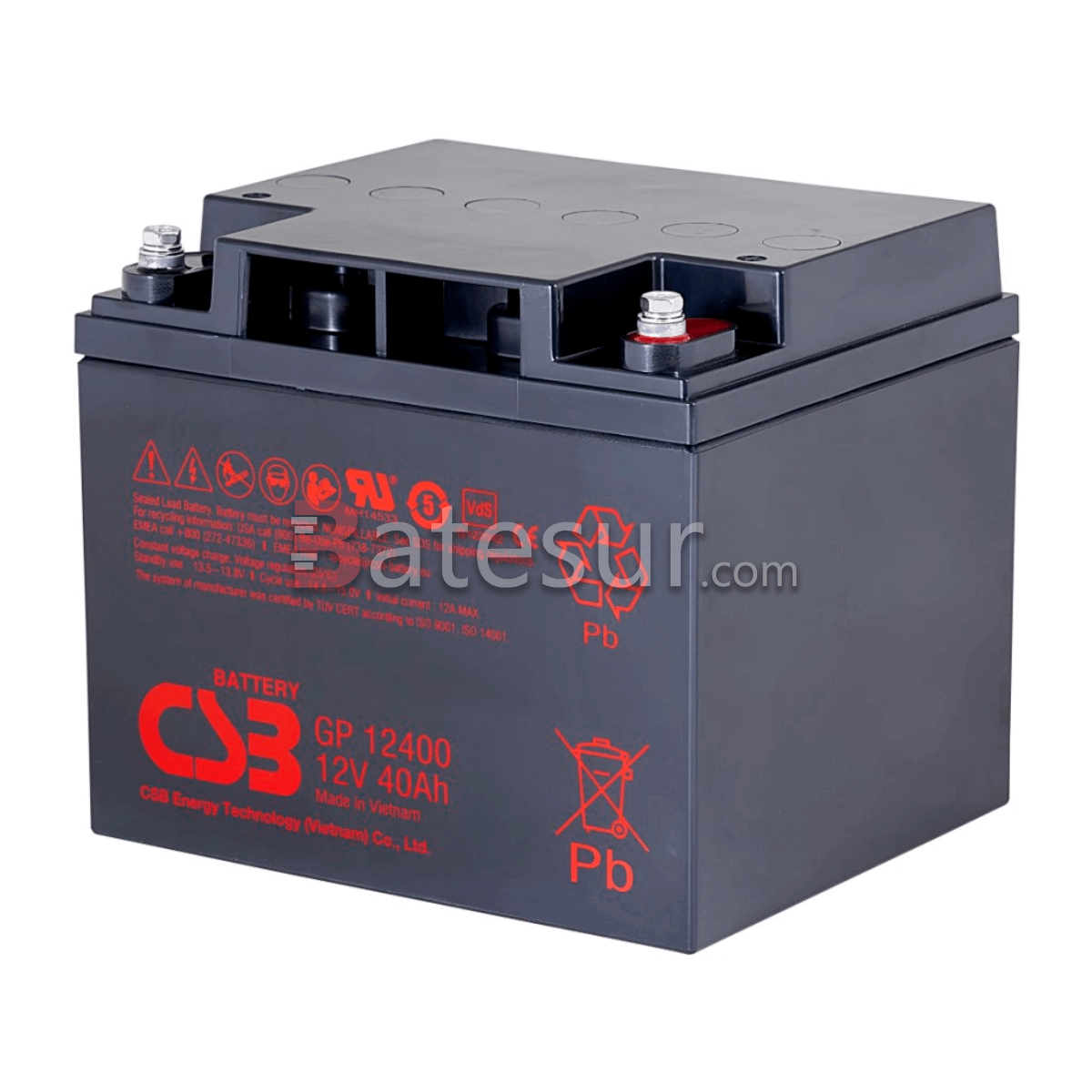 CSB GP12400 - Batería AGM - 12V 40Ah - M6 (F) | Batesur.com