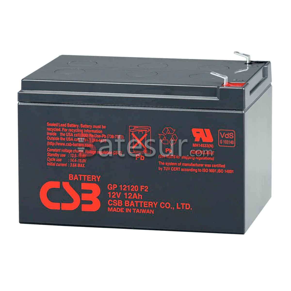 CSB GP12120 - Batería AGM - 12V 12Ah - F2 | Batesur.com
