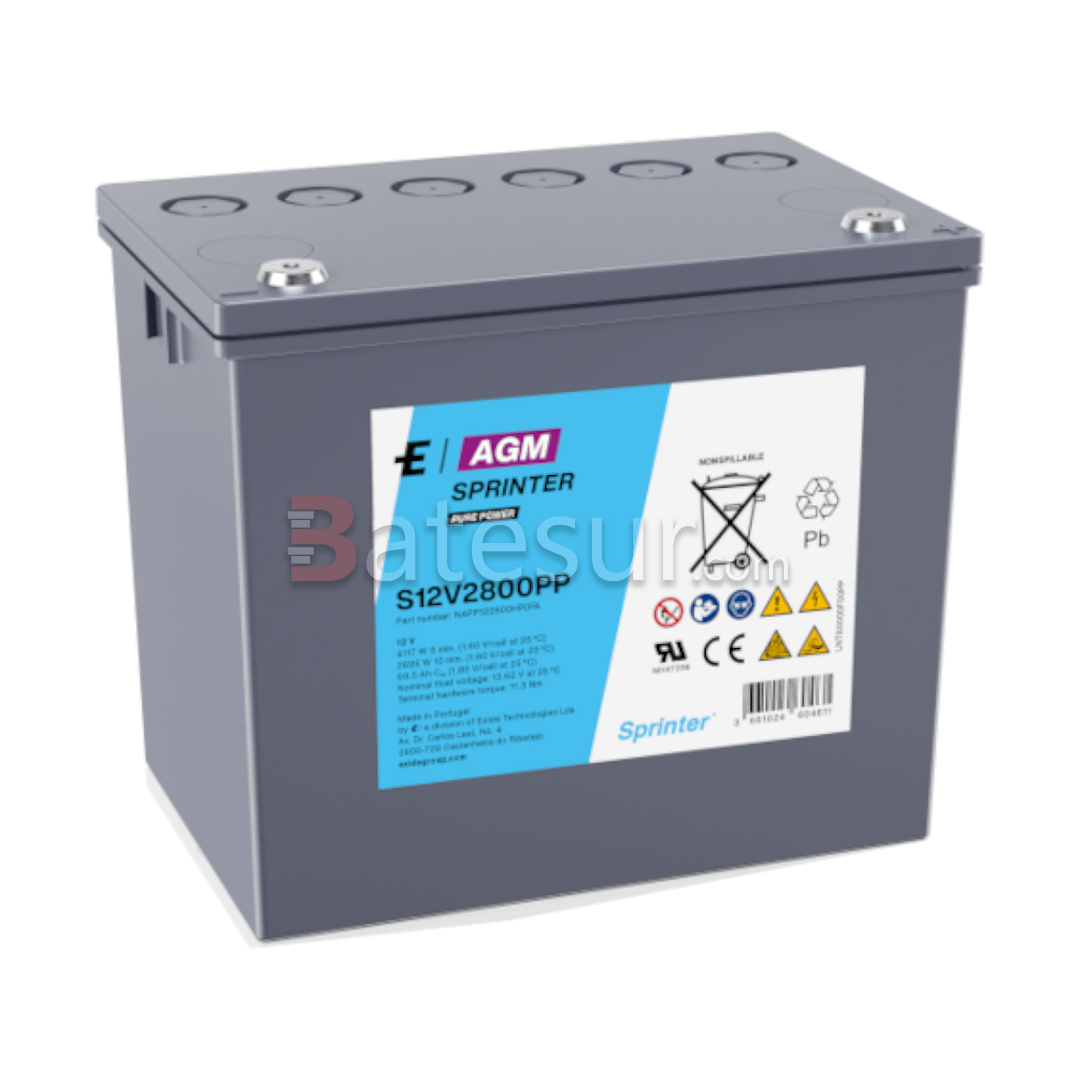 S12V2800PP Batería Exide Sprinter® Pure Power - 12V - 75,6Ah | Batesur.com