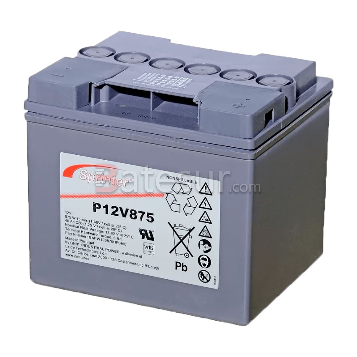 P12V875 HB Batería Exide Sprinter® P-PX - 6V - 208Ah C20 | Batesur.com