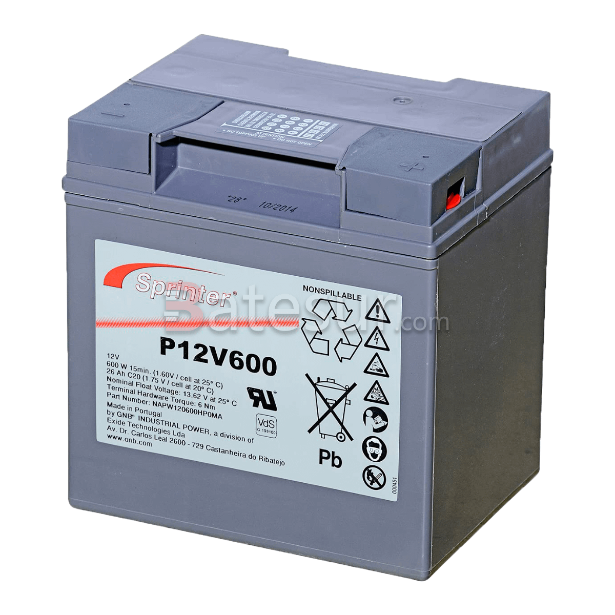 P12V600HB Batería Exide Sprinter® P-PX - 6V - 208Ah C20 | Batesur.com
